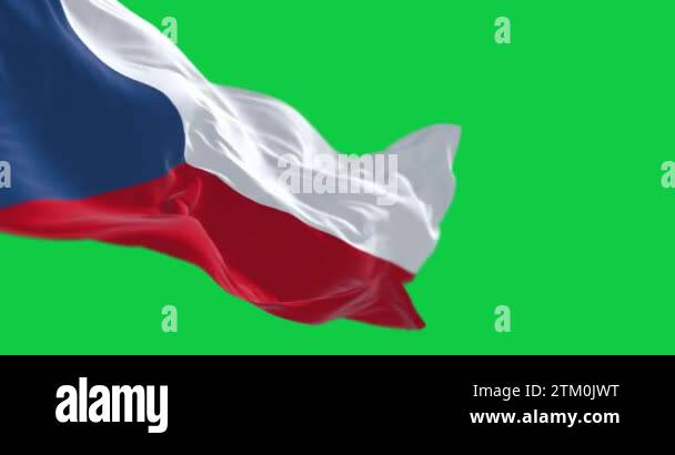Czech Republic flag waving on a green background. Seamless 3D render ...