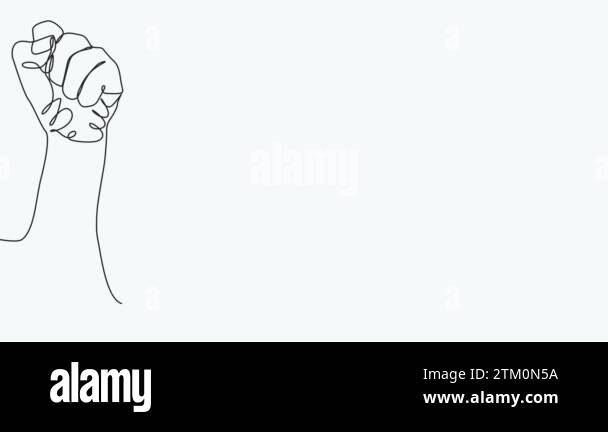 Animated self drawing of single continuous line draw fist or resistance ...