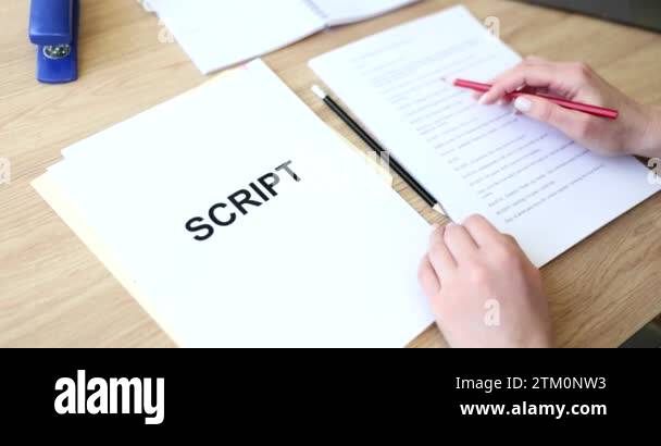 Screenwriter writes new script for theater and play. Development of ...