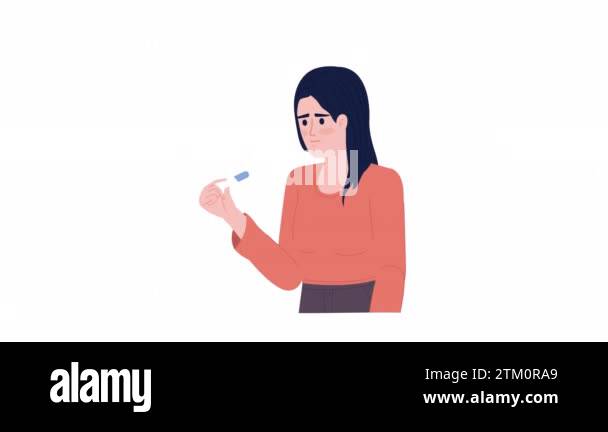 Animated happy being pregnant. Woman taking homemade pregnancy test ...
