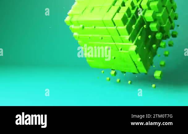 Bright color cube geometric shape transformation made of cubes, motion ...