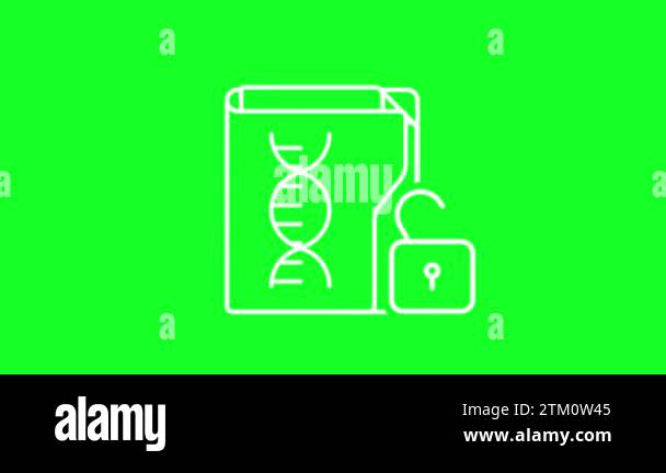 Animated genes data white line icon. Heredity information protection ...