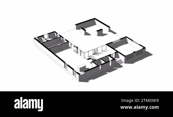 modern geometric architecture design animation, 3d rendering, estate ...