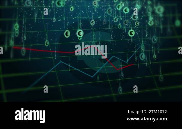 Euro symbol of the European currency. Animated blue loop background ...
