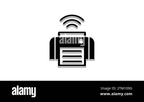 Black Smart printer system icon isolated on white background. Internet ...
