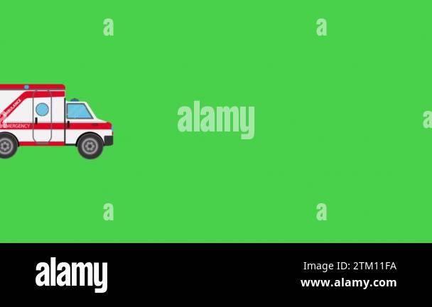 Animated ambulance green and white screen, 3D Animation Stock Video ...