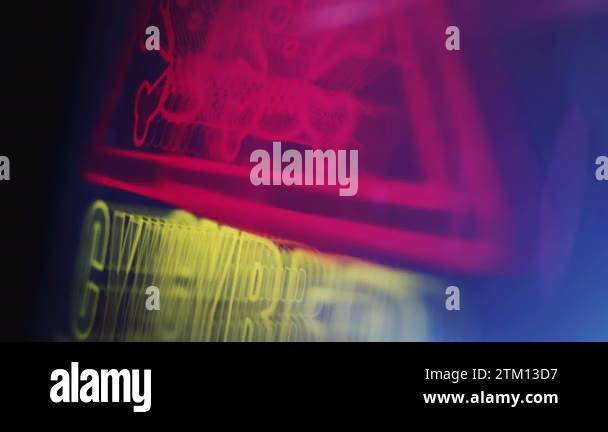 Cyber attack hacking and virus network security breach alert symbol ...