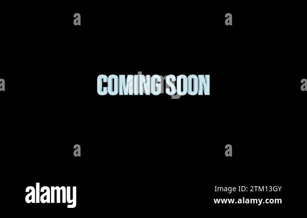 Coming soon text 3d animation blue and white color in black isolated ...