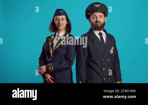 Aircrew members posing with confidence on camera, wearing flying ...