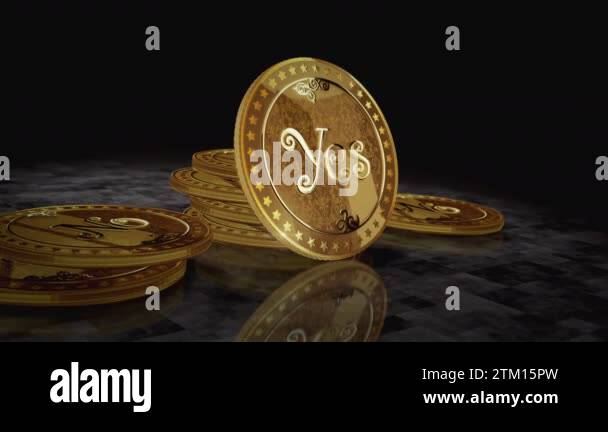 Yes or No random decision choice golden coin turning. camera rotates ...