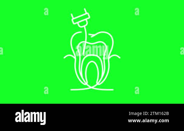 Animated endodontics white line icon. Dental pulp treatment. Loop HD ...