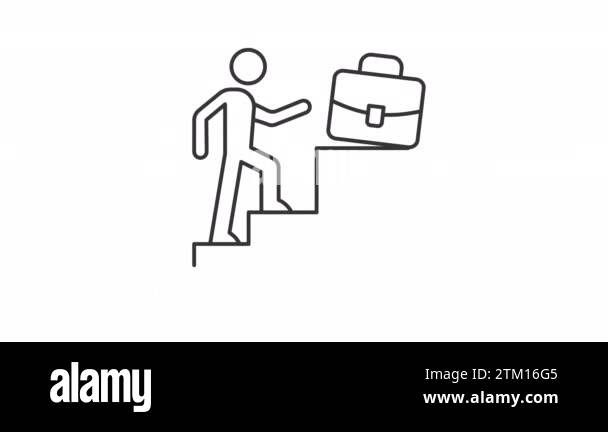 Animated promotion linear icon. Career growth. Rise employee. Higher ...