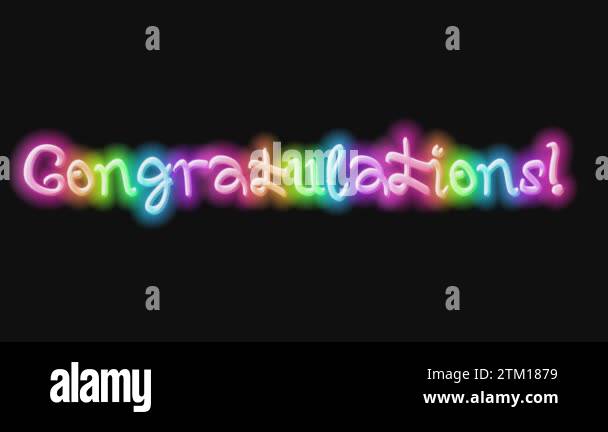 Congratulations. Animated text with neon screen. Congratulations ...
