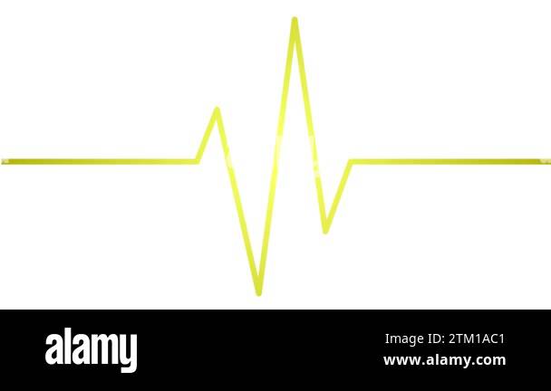 Animated golden line of electrocardiogram. Linear symbol of pulsating ...