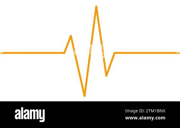 Animated orange line of electrocardiogram. Linear symbol of pulsating ...