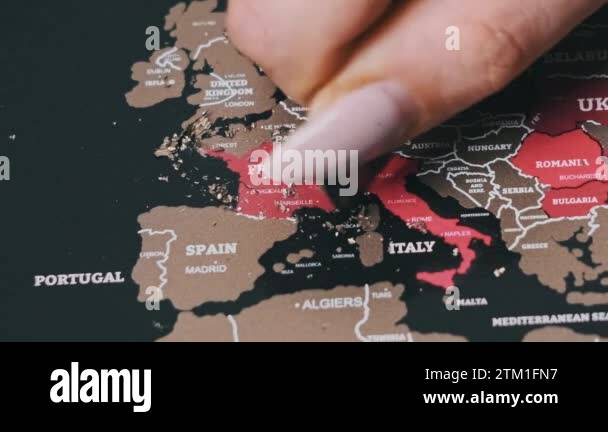 Female Hand Scratching France Country on the Surface of Scratch World ...