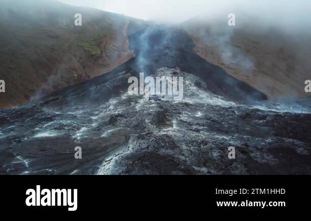 4K Aerial Drone footage of Cold Lava in Fagradalsfjall active volcano ...