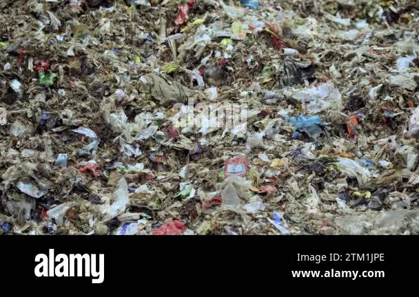 Bad quality organic waste polluted with plastic garbage at city waste ...