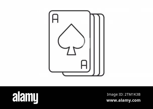 Animated card deck white line icon. Playing cards move. Ace of spades ...