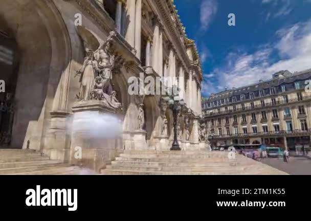 Palais or Opera Garnier The National Academy of Music facade timelapse hyperlapse in Paris ...