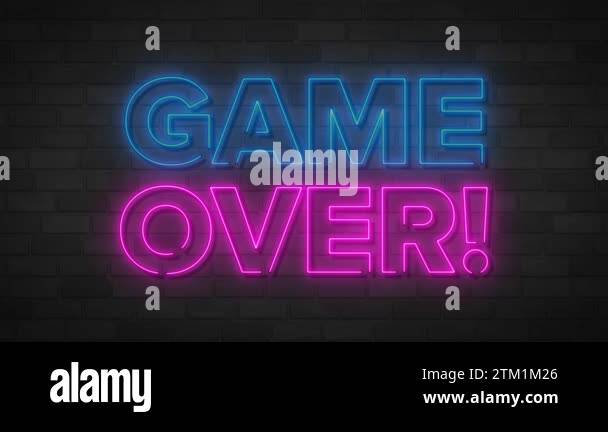 Vintage 'Game Over' Neon Sign Flickering on Brick Wall - A Retro Arcade ...