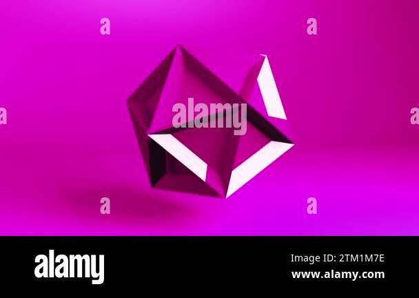 3D animation render triangular low poly shape spinning - futuristic ...
