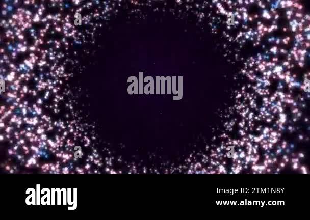 Beautiful multi-colored circle particles in flat style flying through ...