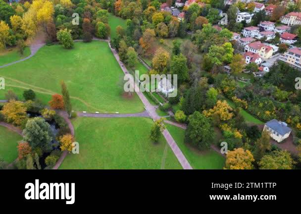 Weimar garden Goethe House Thuringia park german fall 23. drone top ...