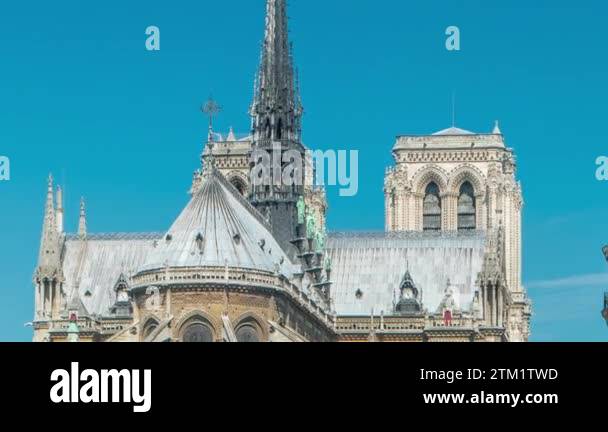 Notre Dame de Paris back side timelapse. One of the most famous symbols ...