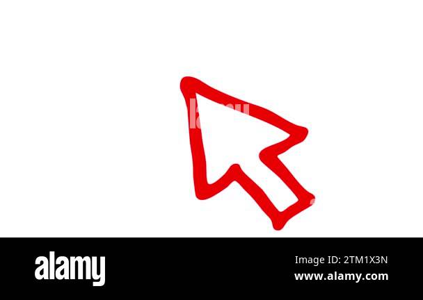 Animated red symbol of mouse cursor. Arrow with rays clicks. Icon in ...