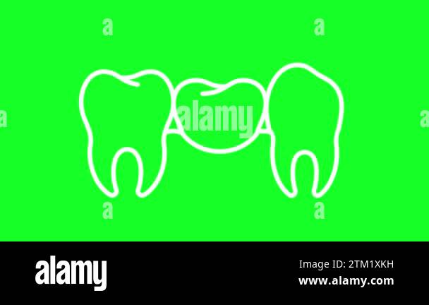 Animated bridge white line icon. Artificial teeth. Dental procedure ...