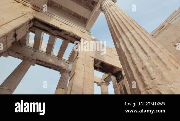Ancient pillars at the Acropolis of Athens, landmark of the ancient ...