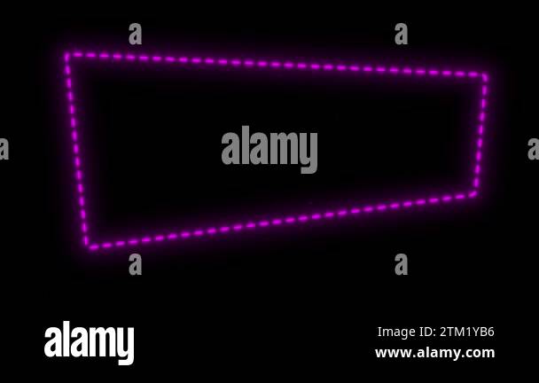 Animated neon glowing dashed frame. Colorful laser show seamless loop 4K border. Futuristic ...