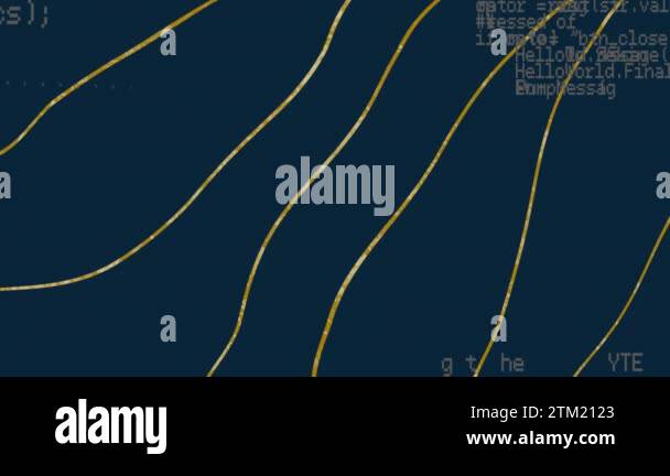 Animation of lines over computer programming language against black ...