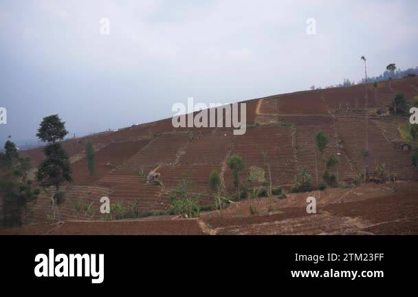Natural views of dry mountains during the long dry season, panoramic ...