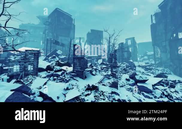 Movement through a city destroyed by the apocalypse Stock Video Footage ...