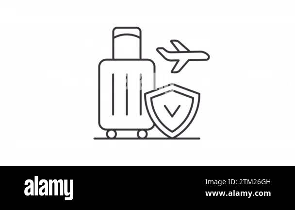 Animated travel coverage linear icon. Baggage protection ...