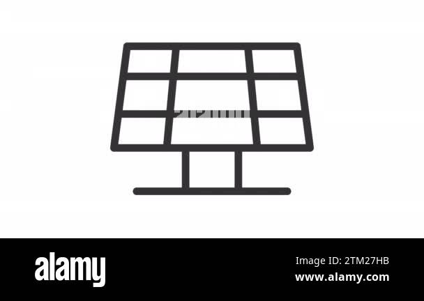 Animated photovoltaic linear icon. Alternative source of energy. Solar ...