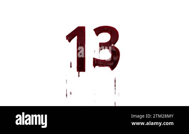 Bloody number 13 with alpha channel, number 13 in blood Stock Video ...
