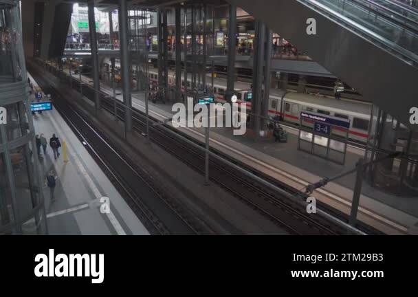 March 10, 2022. Berlin. Germany. Main station interior and trains ...
