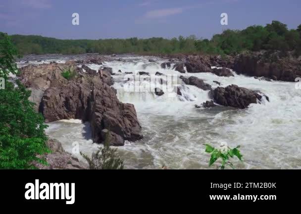 Great Falls Park and Mather Gorge in Virginia. The Potomac River falls ...