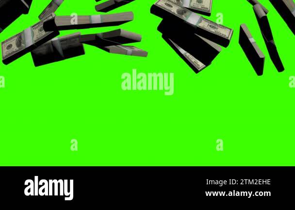 Money falling down animation on Green screen. Dollar banknotes flying ...