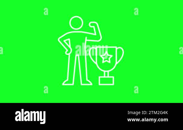 Animated winner white line icon. Sport competition victory. Gain prize ...