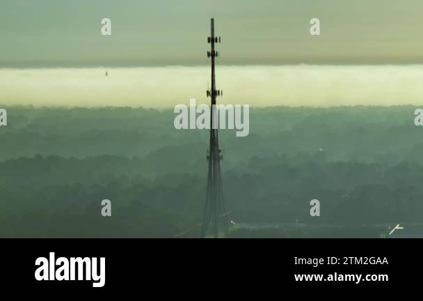 Tall telecommunication radio cell tower with wireless communication 5g antennas for network ...