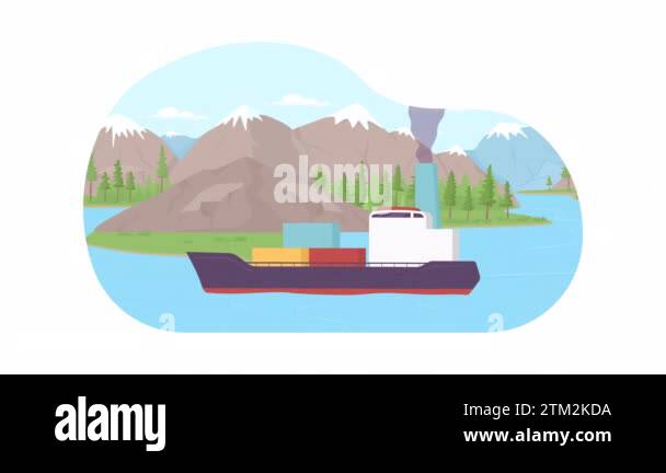 Animated floating boat loader. Cargo ship. Flash message 4K video ...