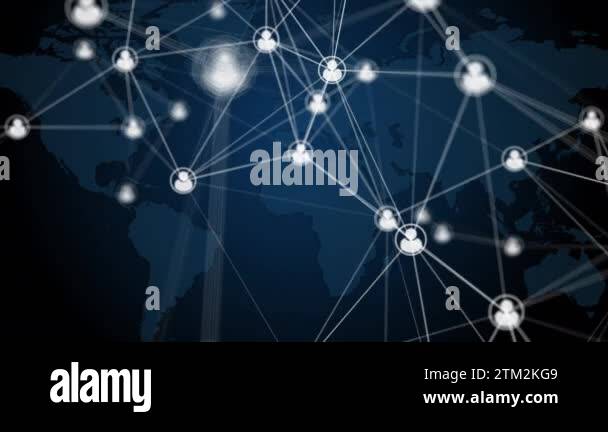 Icons of Internet users connected to the global network by lines on ...