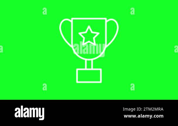 Animated goblet white line icon. Winner award. Sport competition prize ...