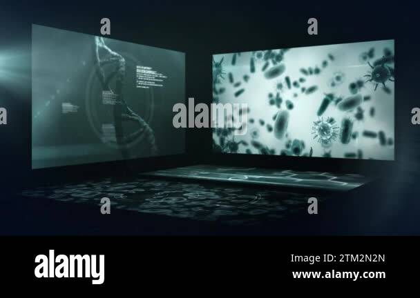 Animation of multiple medical interfaces over lens flares and connected ...