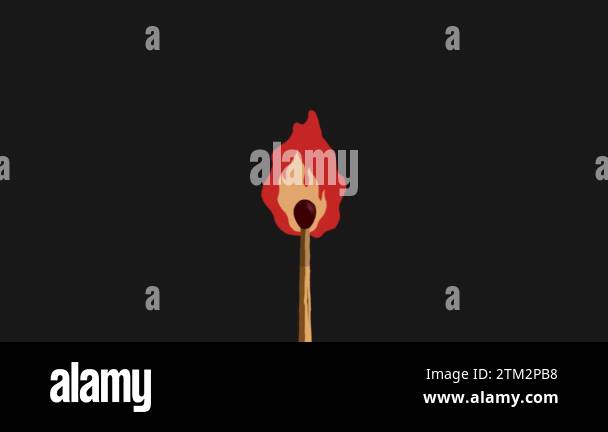 fire match animation in the dark background, flame symbol Stock Video ...