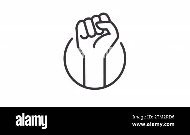 Animated protest linear icon. Symbol of riot and revolution. Fight for ...